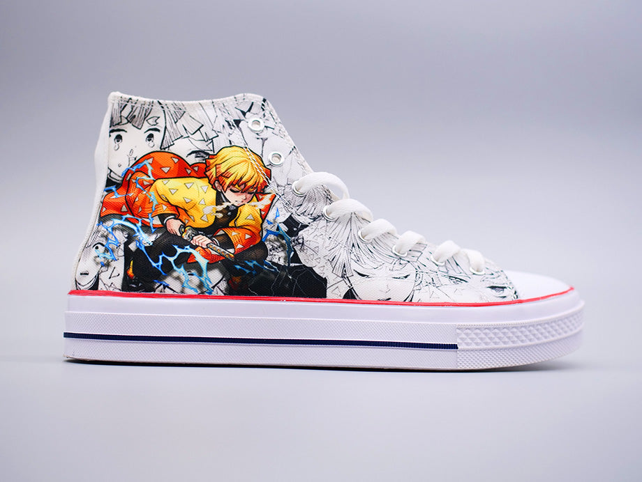 Zenitsu Agatsuma High Top Canvas Sneakers - Demon Slayer | Anime Shoes ...